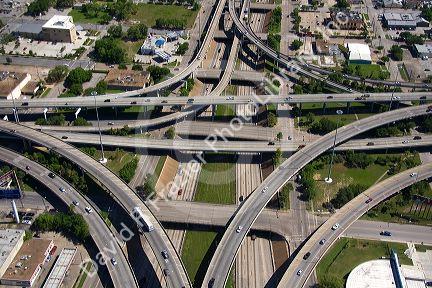 Aerial view of the freeway interchange of Interstate 45 and U.S ...