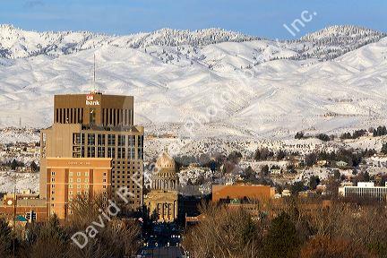 Snow covered foothills and downtown Boise, Idaho, USA. | David R ...