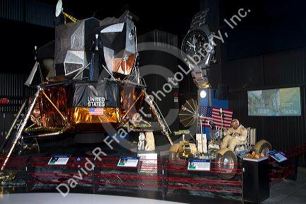 Replica of the Apollo 16 lunar module Orion and Lunar Rover on display ...