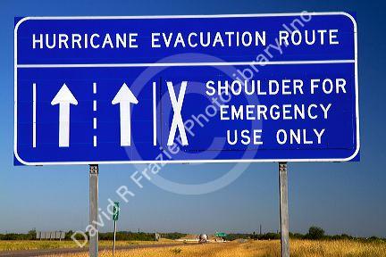 Hurricane evacuation route road sign along Interstate 37 near Corpus ...