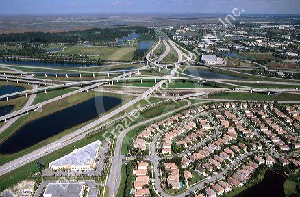 Aerial of Florida turnpike interchange on Interstate 75 alligator alley ...